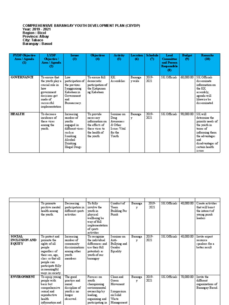 CBYDP Sample | PDF | Youth