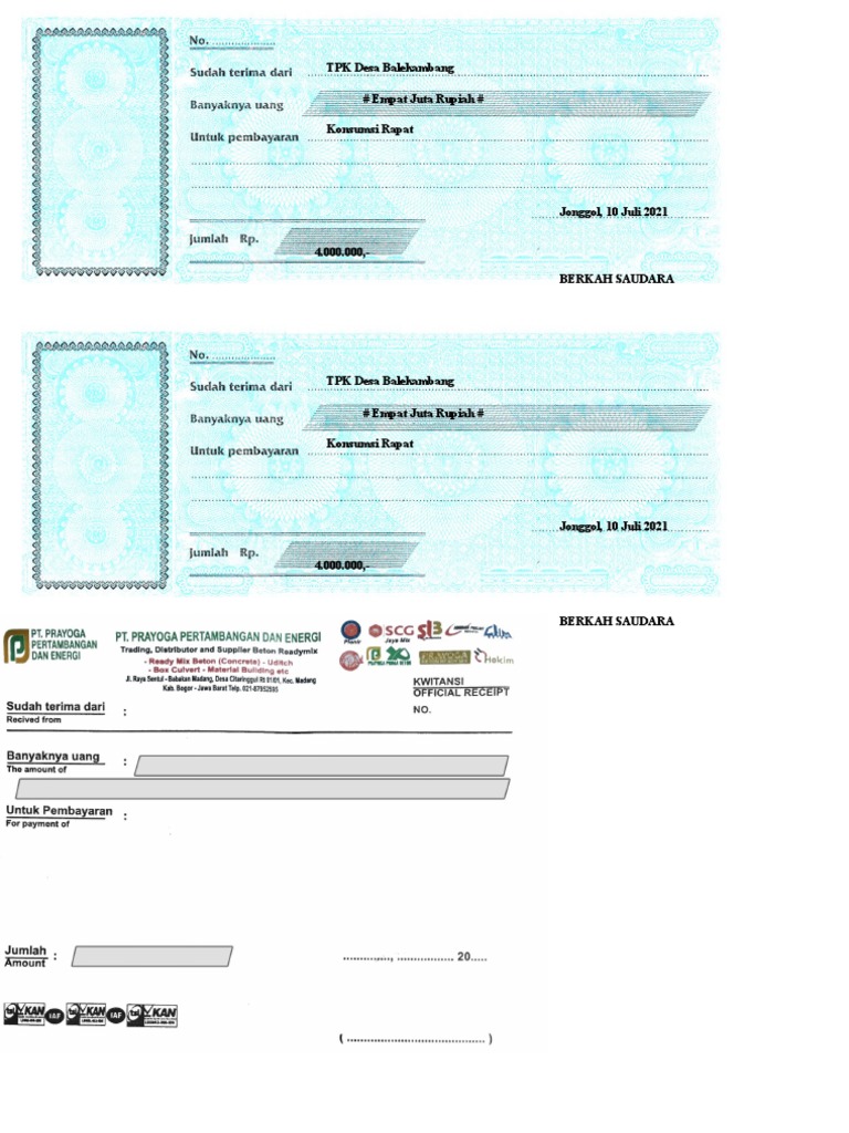 Kwitansi TPK Desa Balekambang | PDF