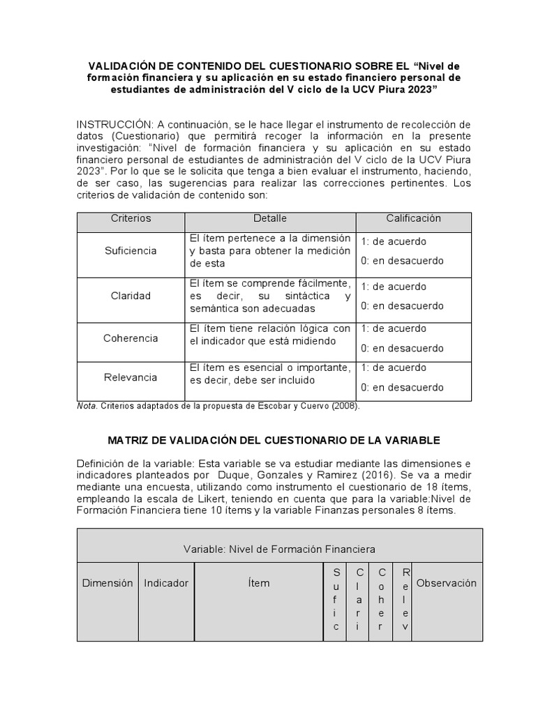 Formato de Validacion de Expertos | PDF | Presupuesto | Deuda