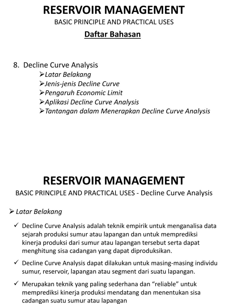 RESERVOIR MANAGEMENT Bab 8 Decline Curve Analysis | PDF