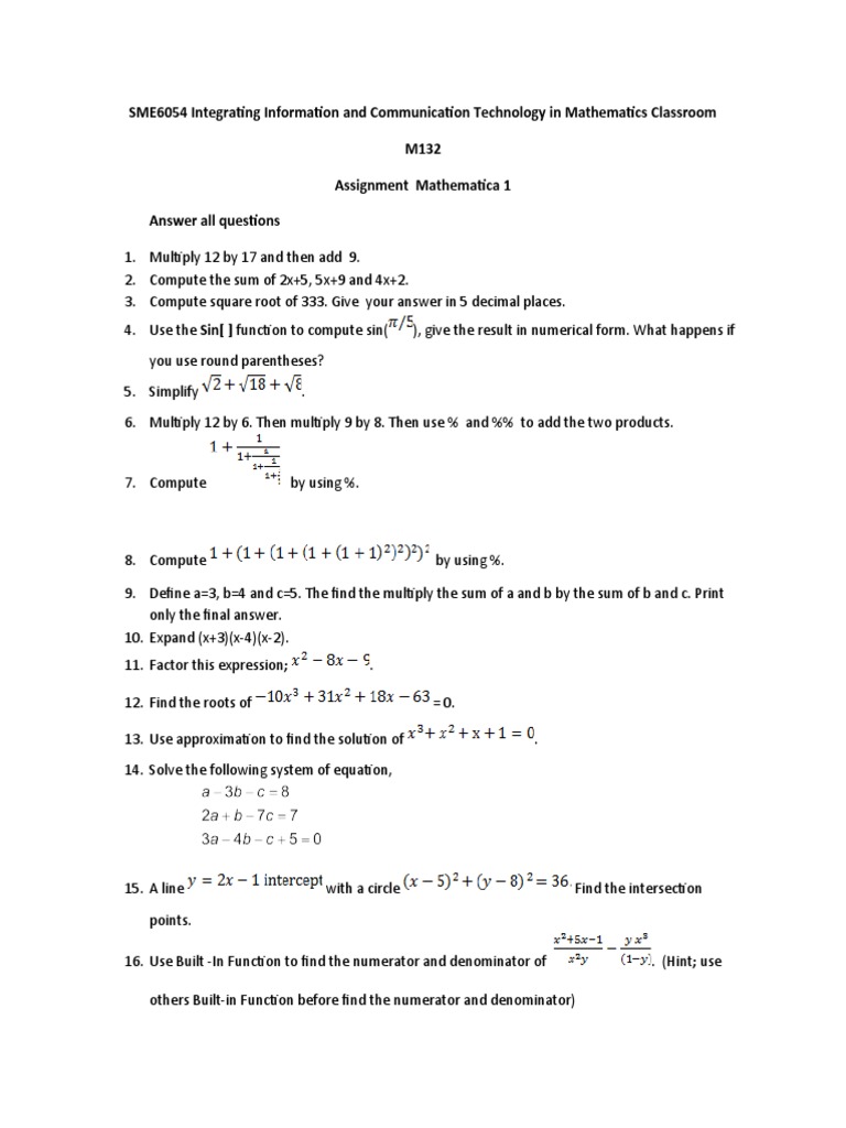 M132 SME6054 Assignment 1 - Part 1 | PDF