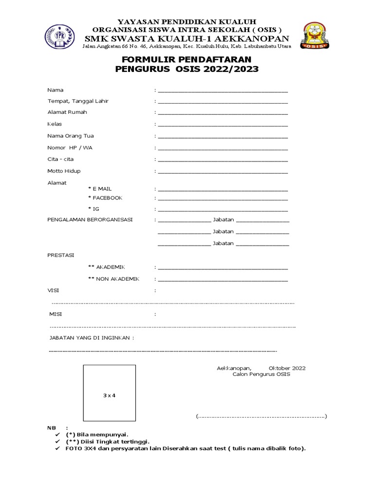 Formulir Pendaftaran Calon Pengurus | PDF | Karier & Perkembangan | Olahraga & Rekreasi