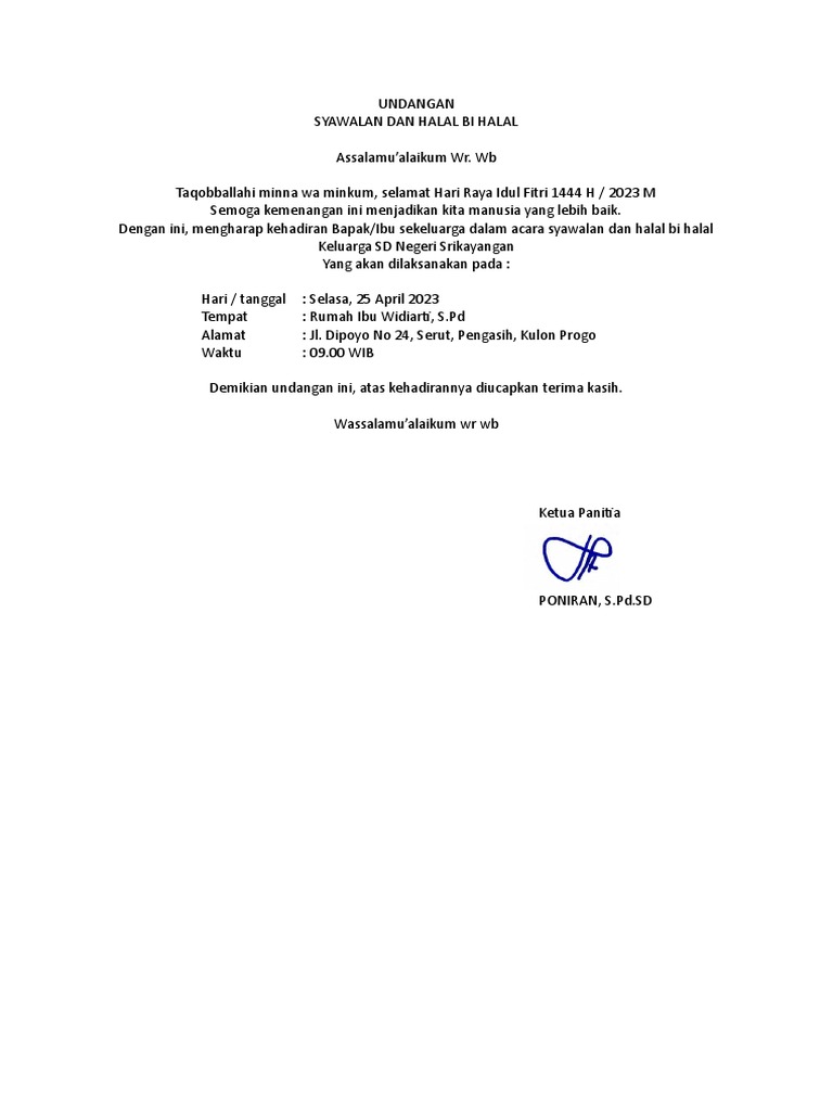 Undangan Syawalan 2023 | PDF