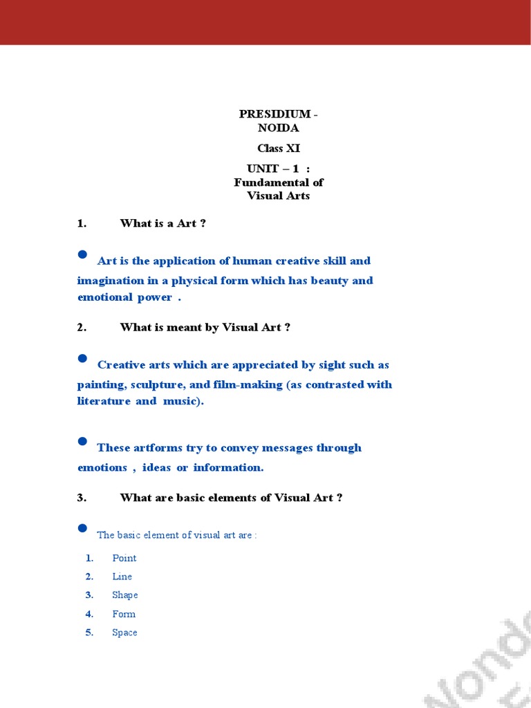 Class XI Painting Worksheet-1 | PDF