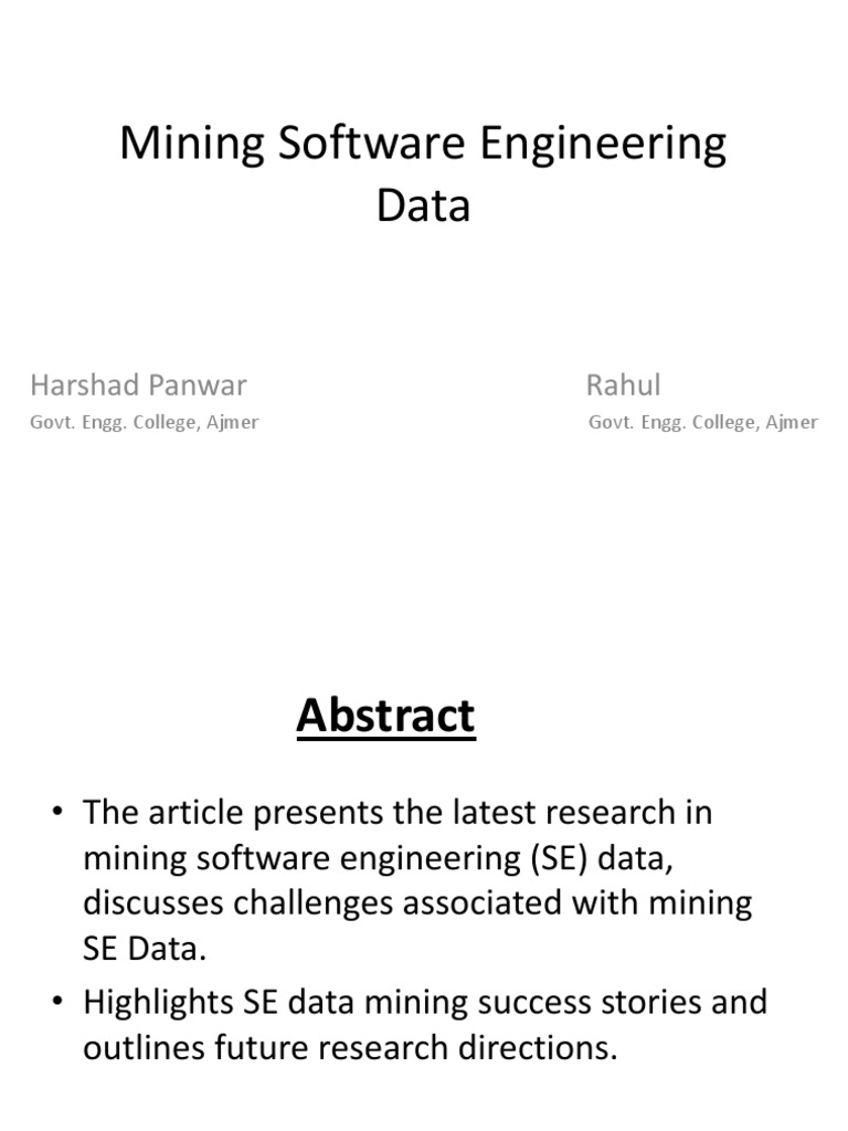 Mining Software Engineering Data Pdf Computers 0658