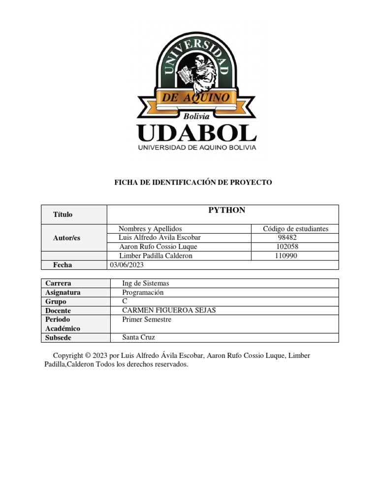Proyecto de Programacion......... | PDF | Lenguaje de programación | Python (lenguaje de ...