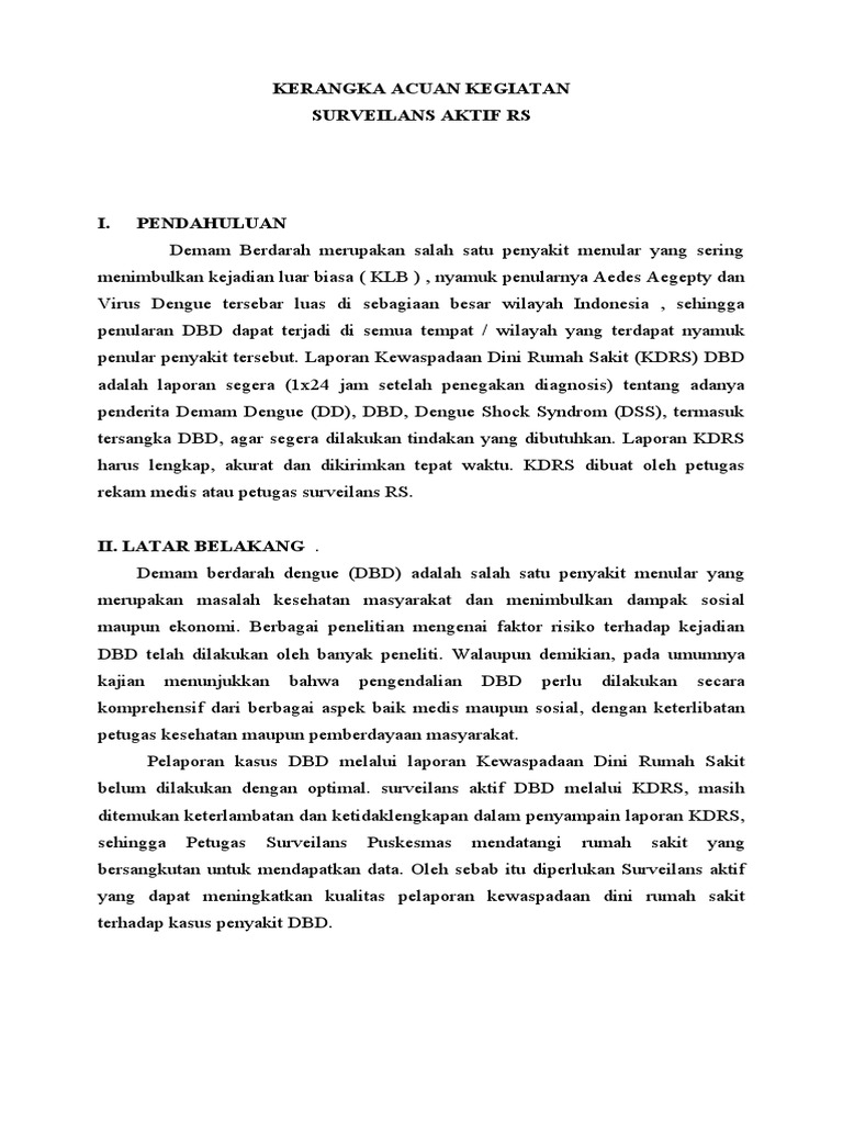 KAK Surveilans Aktif RS | PDF