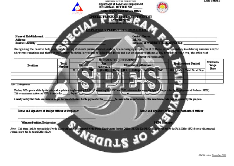 Spes Form 1 - Pledge of Commitment - Dec2016.final | PDF | Employment ...
