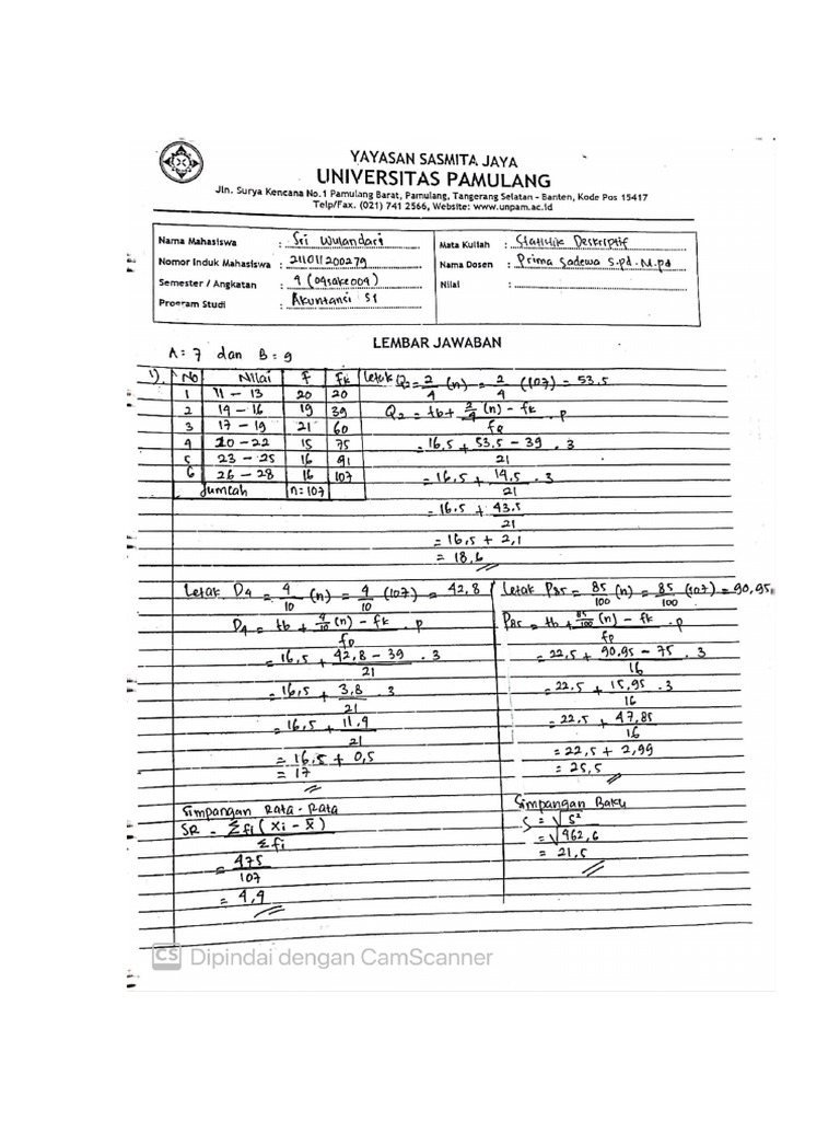 UAS STATISTIK DESKRIPTIF | PDF