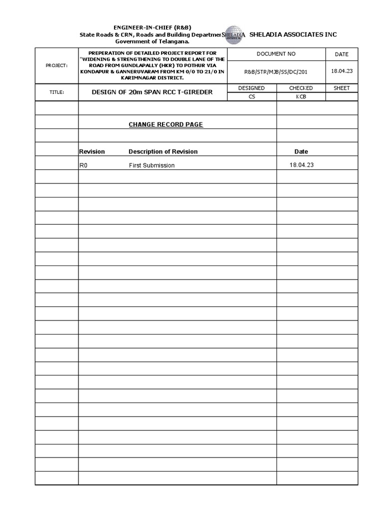 20m RCC T-Girder Road Project Report | PDF | Building Engineering | Structural Engineering
