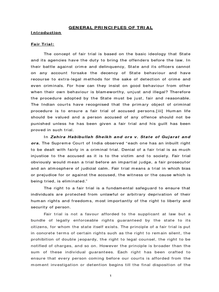 Principles of Fair Trial in India | PDF | Burden Of Proof (Law ...