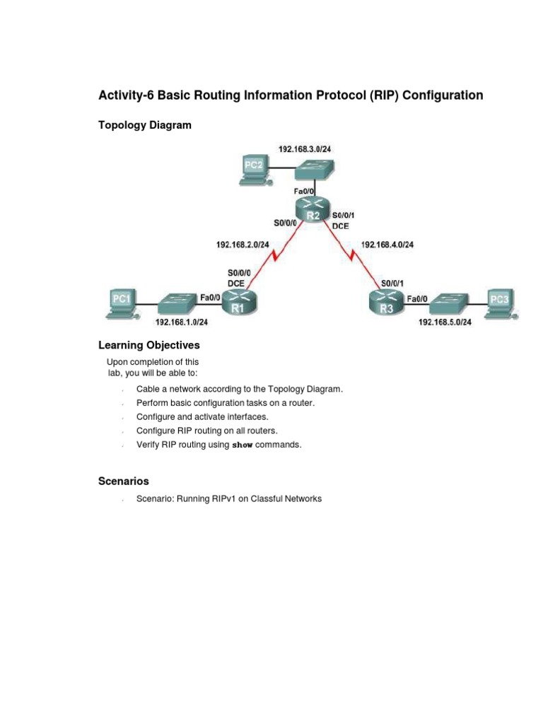 Activity-6 Routing Informatio Protocol (RIP) | PDF | Router (Computing) | Routing