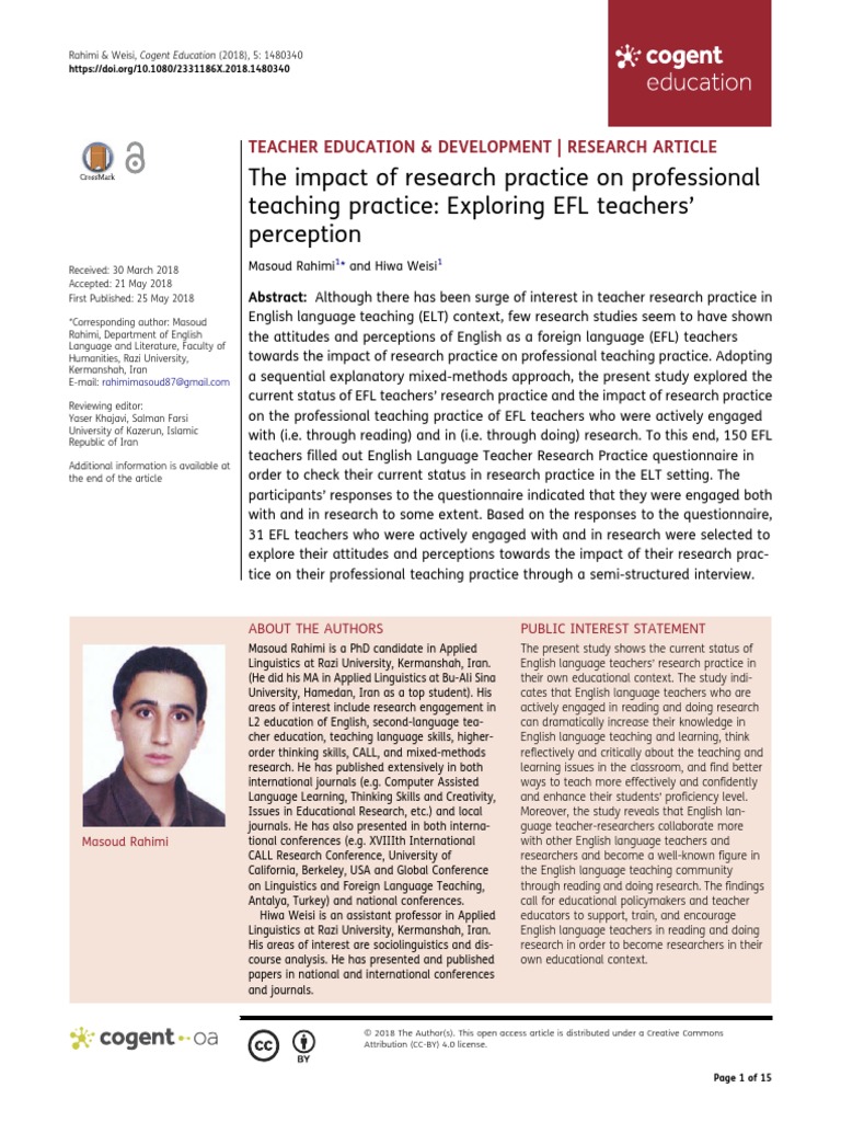 The Impact of Research Practice On Professional Teaching Practice ... The Impact of Research Practice On Professional Teaching Practice ...