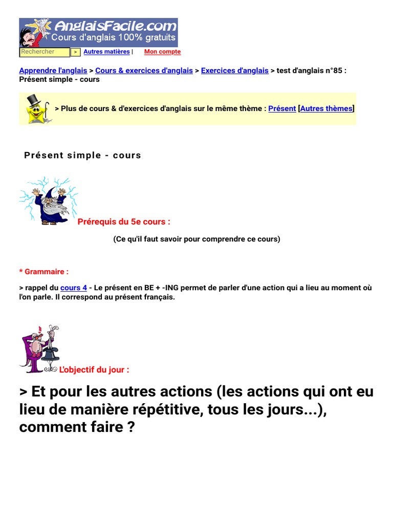 Présent Simple-Anglais 1630263348939 | PDF | Verbe | Linguistique