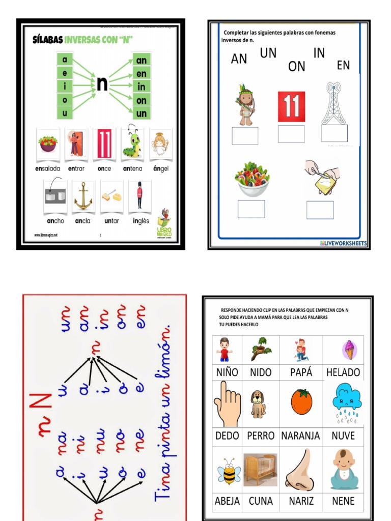 Fonemas-Grafemas - N - e Inversas Con N | PDF