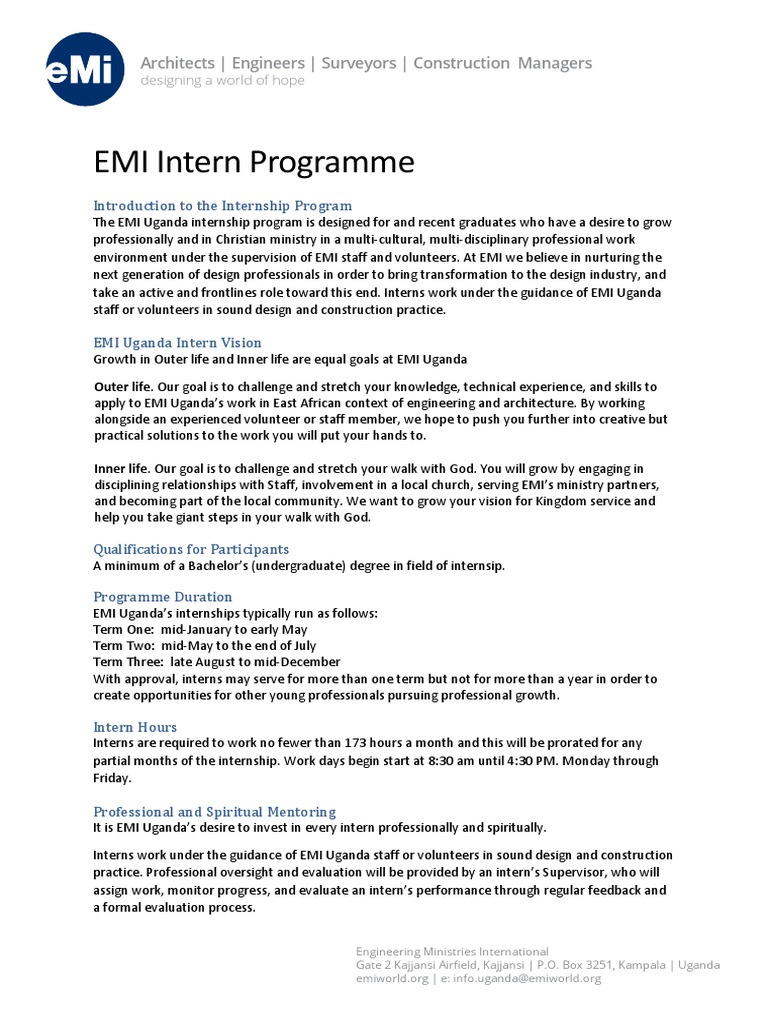 EMI Intern Programme Brief For Candidates | PDF | Internship | Job Hunting