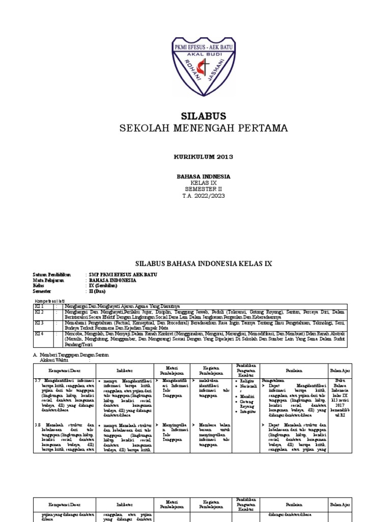 Silabus B.ind Kelas Ix | PDF | Kajian Bahasa Asing