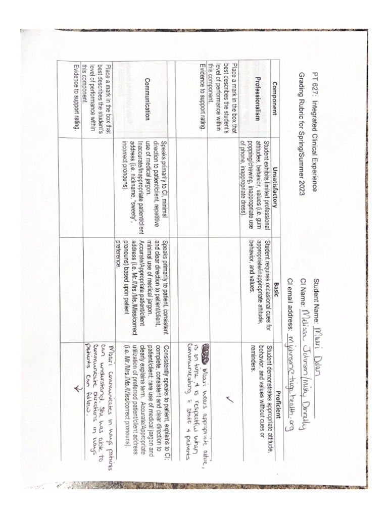 PT 627 Integrated Clinical Experience | PDF