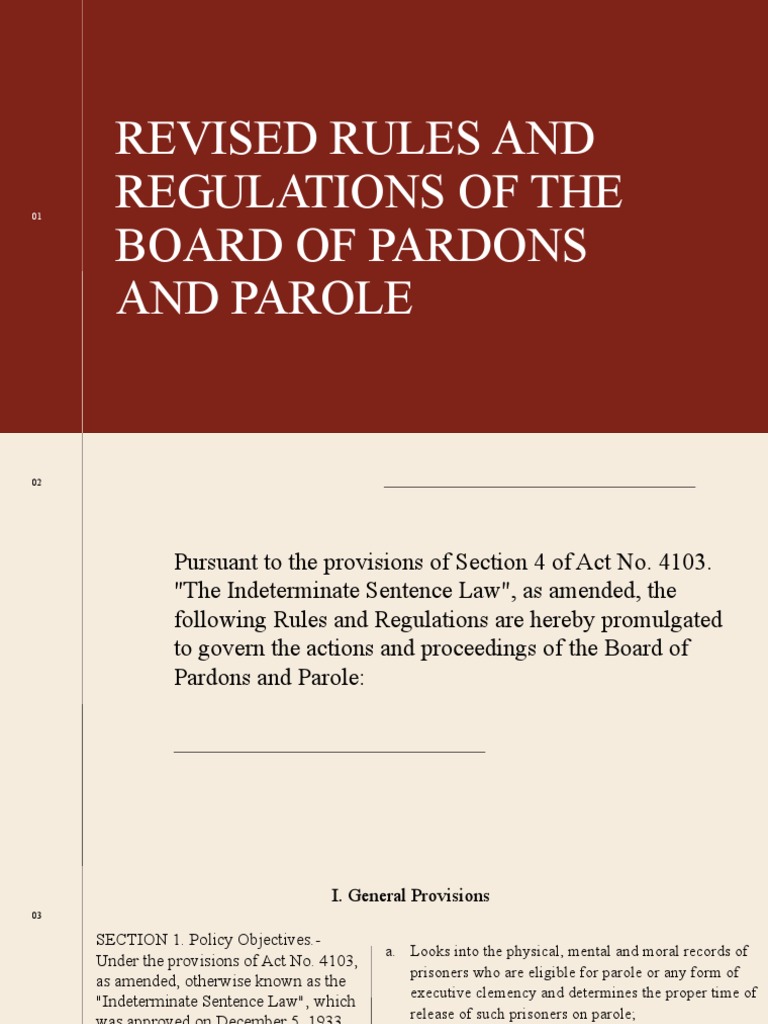 Revised Rules and Regulations of The Board of Pardons and Parole | PDF | Pardon | Parole