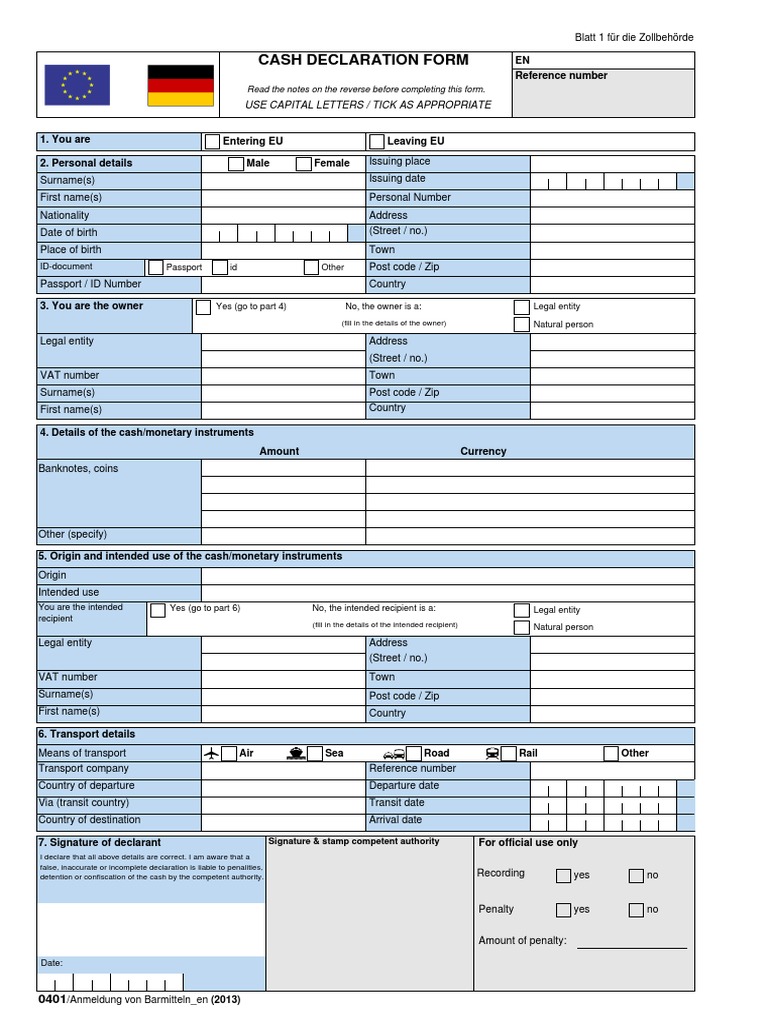 Cash Declaration Form Data RN | PDF | Money | European Union