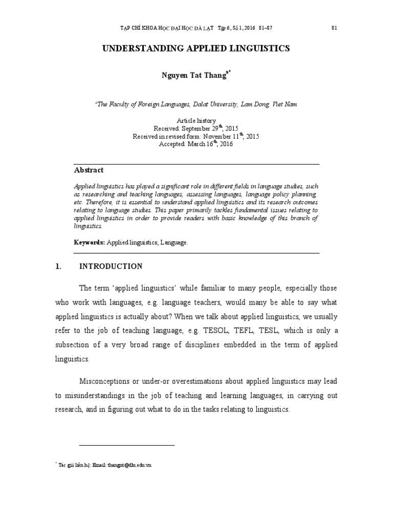 Tema 1 Understanding Applied Linguistics | PDF | Linguistics | Language Education