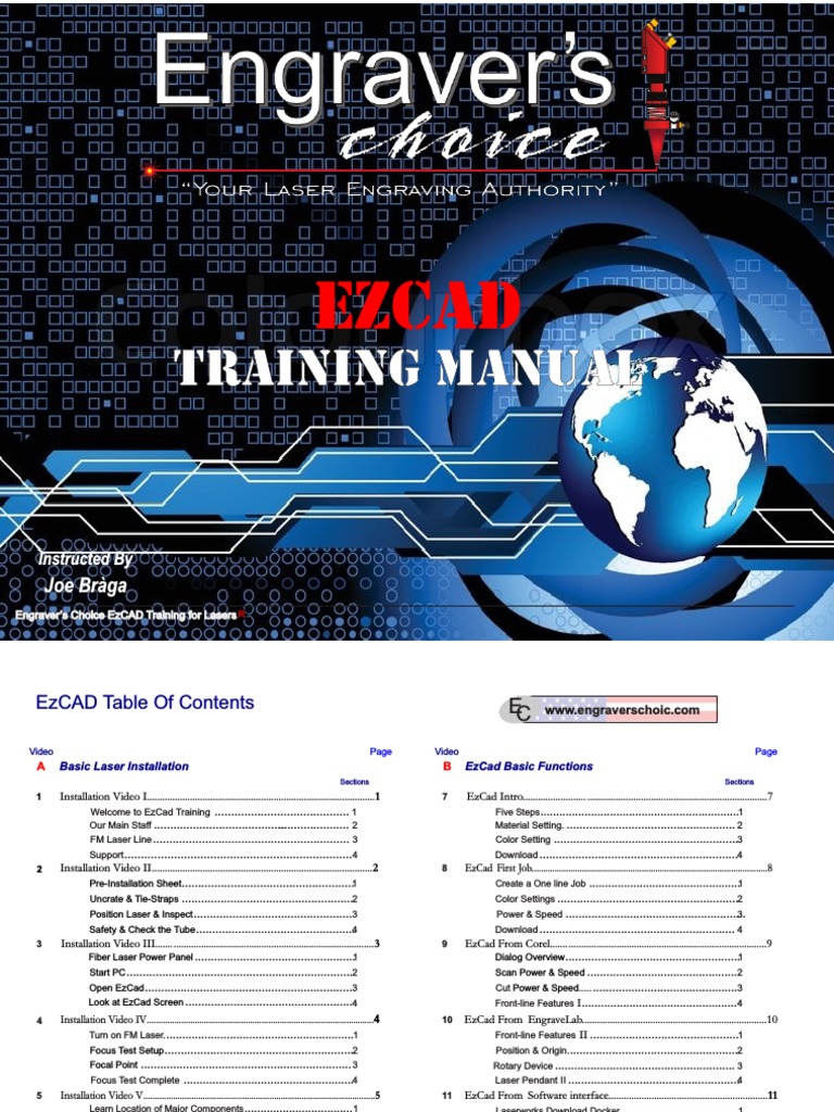 EZcad Training Manual TOC | PDF | Page Layout | Graphics