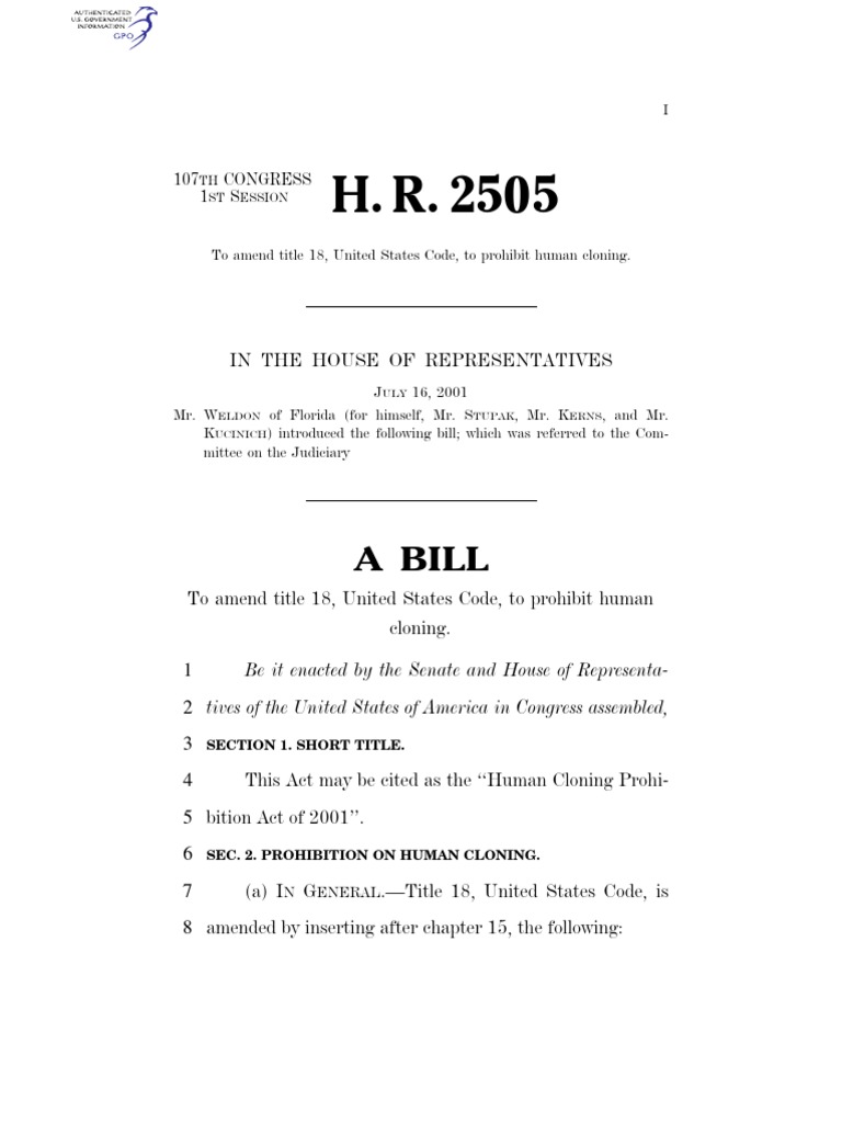 H. R. 2505 | PDF | Cloning | Reproduction