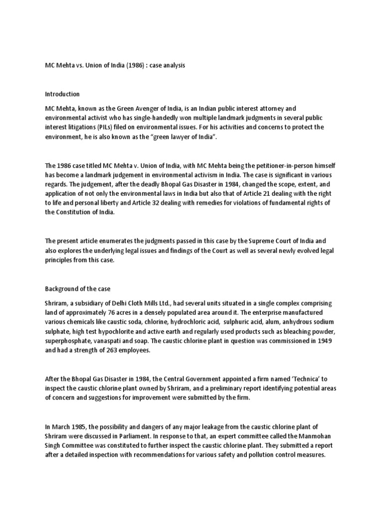 MC Mehta | PDF | Supreme Court Of India | Justice