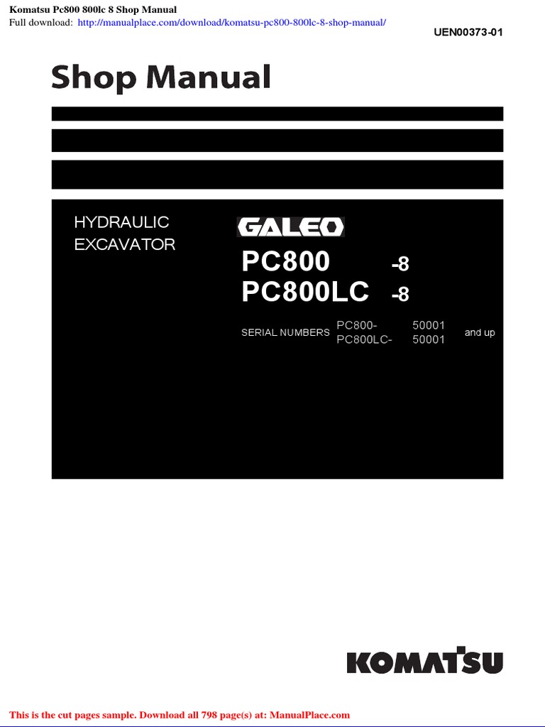 Komatsu Pc800 800lc 8 Shop Manual | PDF | Engines | Vacuum Tube