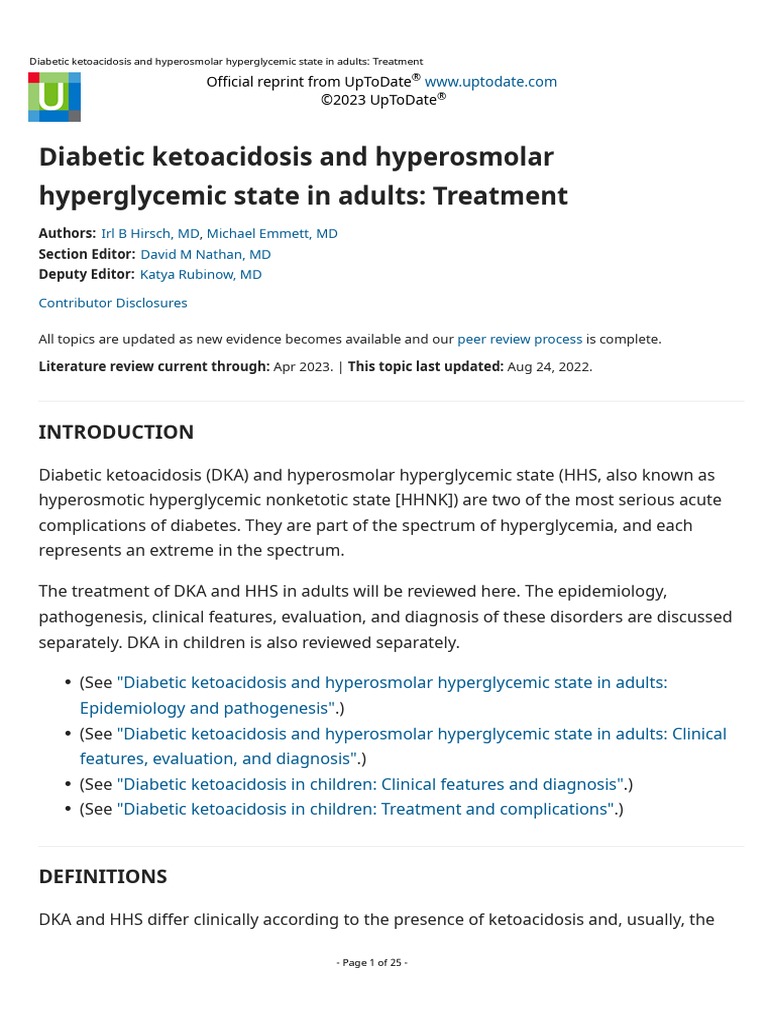 Diabetic Ketoacidosis and Hyperosmolar Hyperglycemic State in Adults ...
