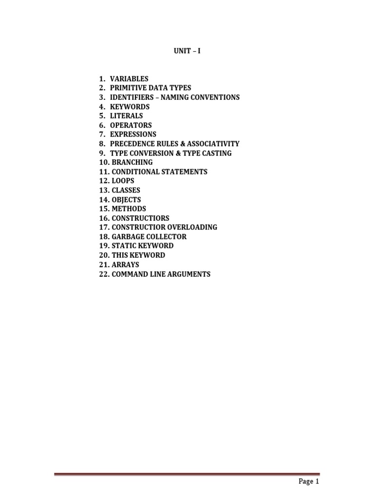 Java-Unit-1 Part B | PDF | Data Type | Variable (Computer Science)