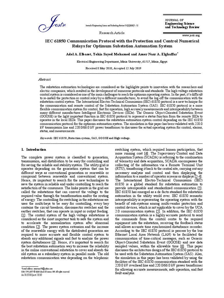 IEC 61850 Communication Protocol With The Protection and Control | PDF | Electrical Substation ...