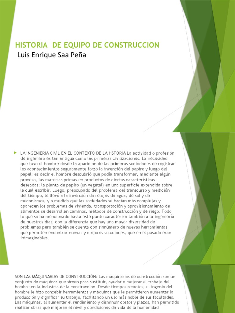 Historia De Equipo De Construccion Pdf Ingeniería Fuerza