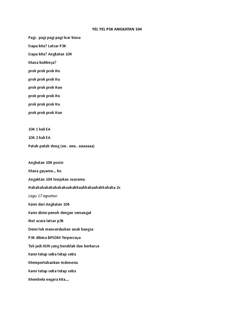 Yel Yel P3K | PDF | Seni & Disiplin Bahasa | Seni