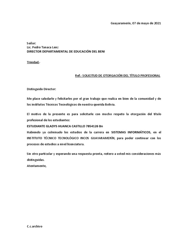 Solicitud de Título Profesional | PDF