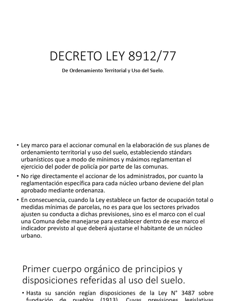 Clase Teórica DECRETO-LEY 8912-77 | PDF | Planificación urbana | Propiedad