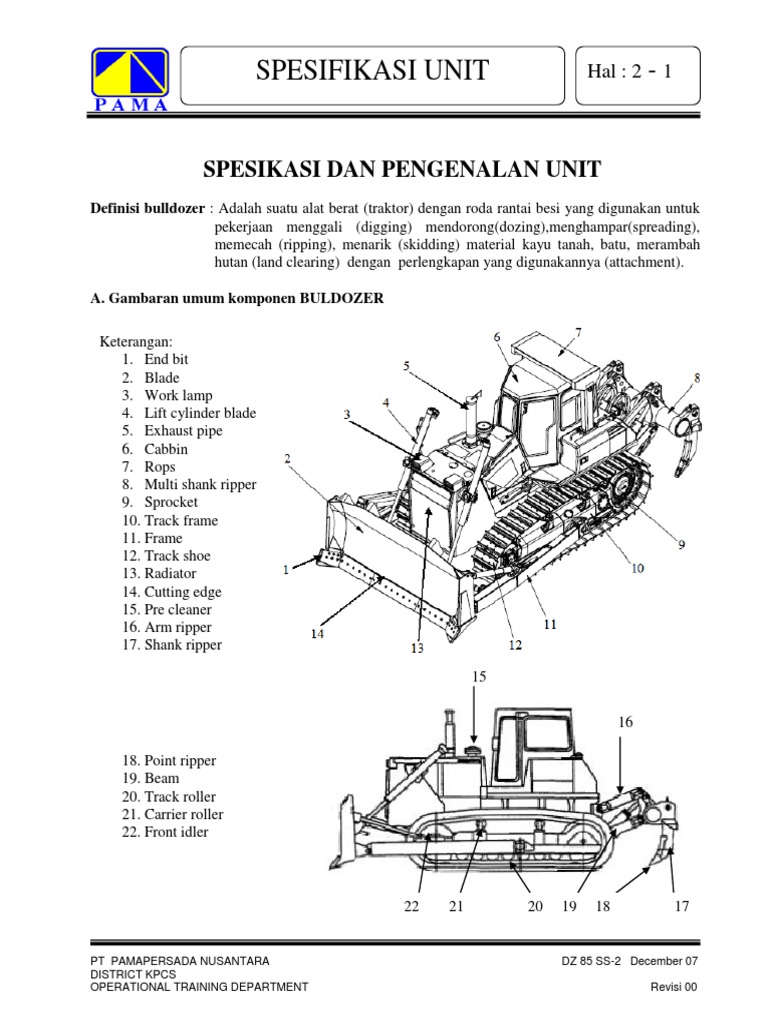 Spesifikasi dan Komponen Dozer D85ESS | PDF