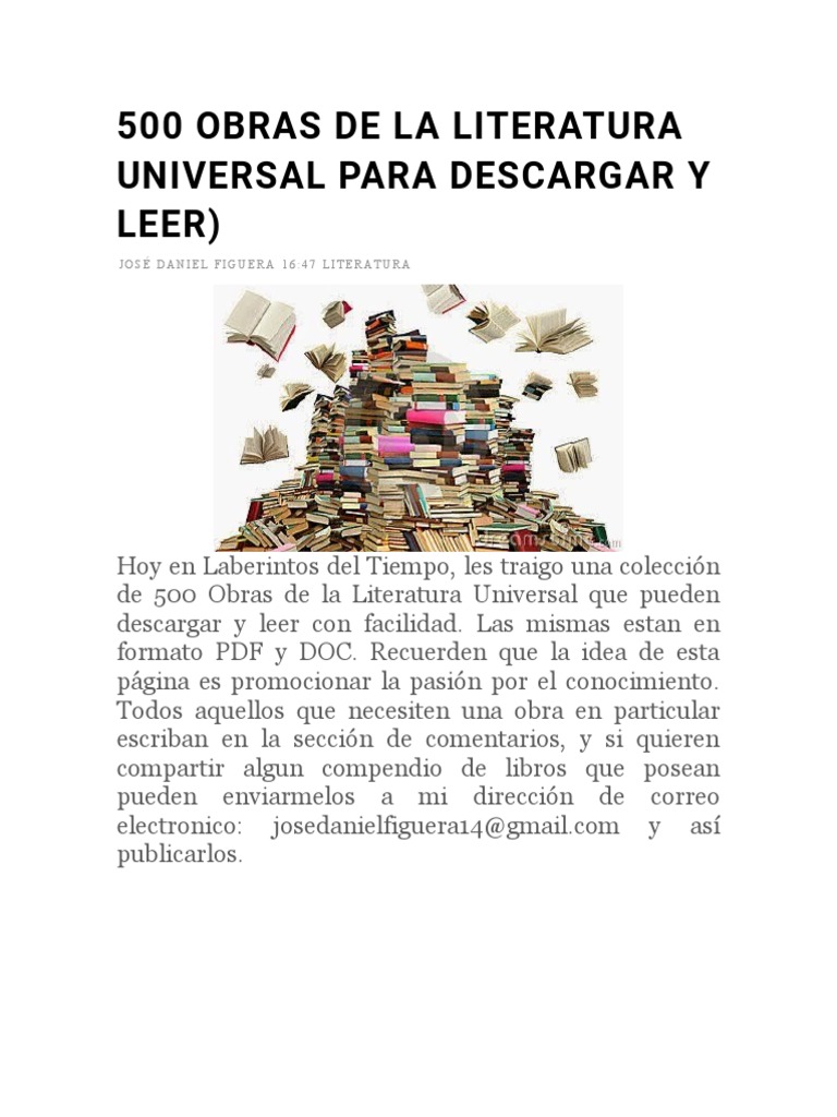 500 Obras de Literatura Universal PDF | PDF | Libros para adolescentes