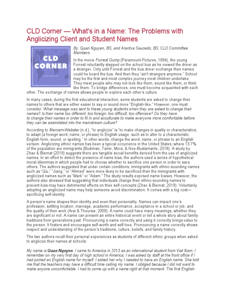 Name Identity and Cultural Respect | PDF | Self Esteem | Bias