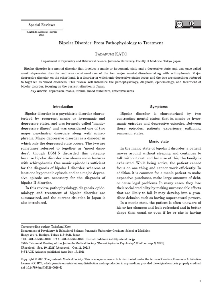 Bipolar Disorder From Pathophysiology To Treatment | PDF | Bipolar ...