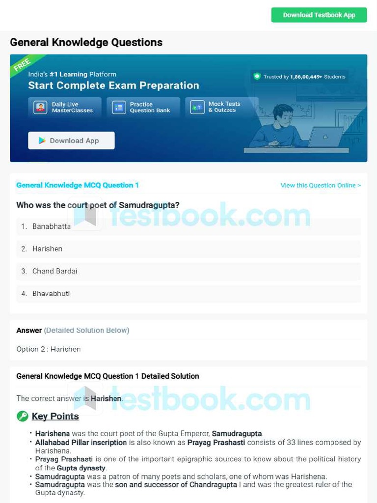 MCQ On General Knowledge 5eea6a1139140f30f369ebf6 | PDF