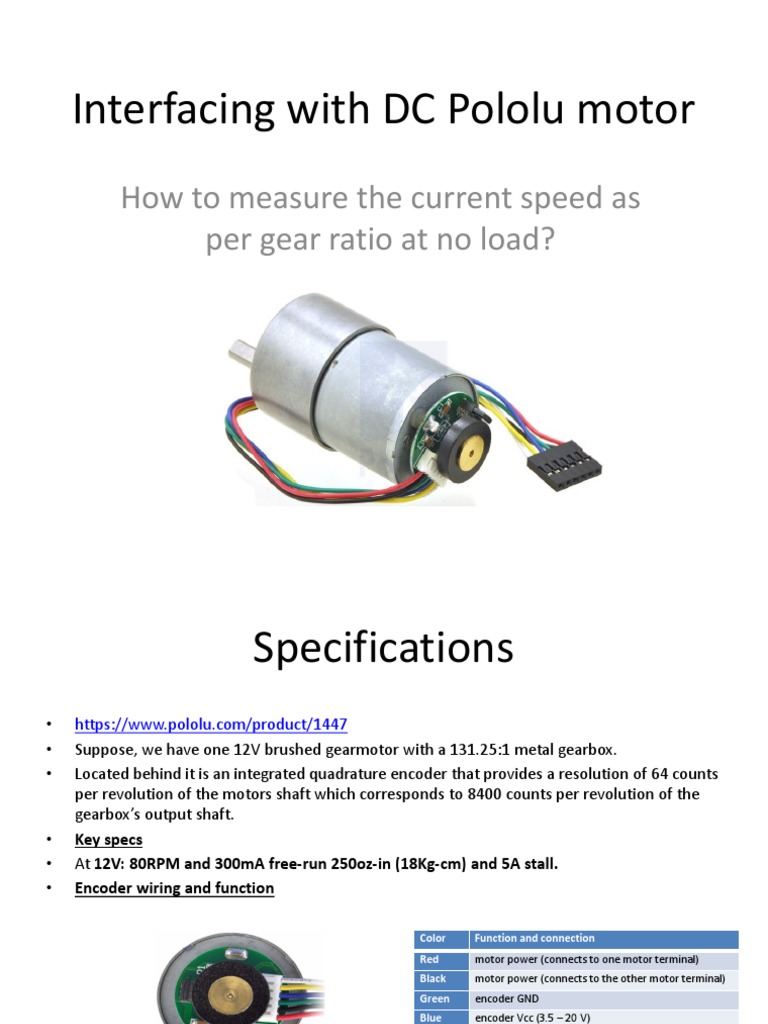 Interfacing With DC Pololu Motor | PDF | Electric Motor | Electrical Engineering