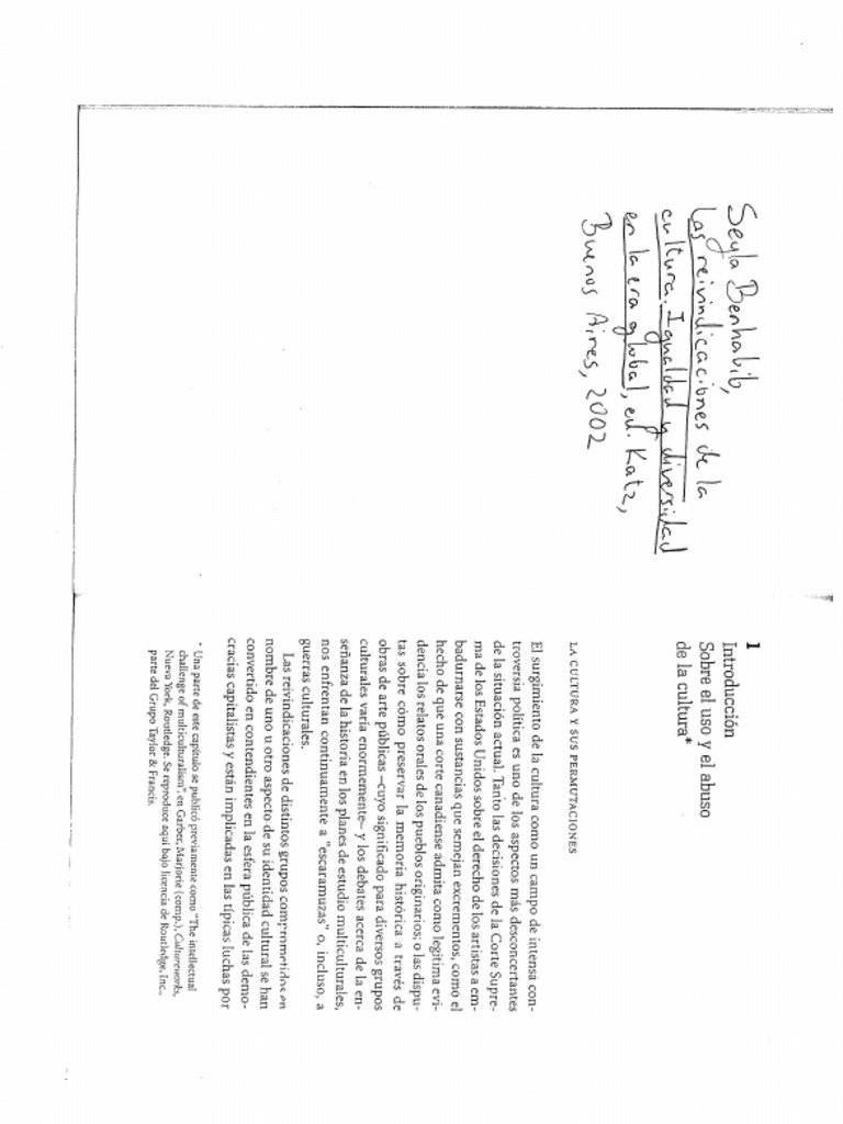 BENHABIB-Reivindicaciones de La Cultura | PDF