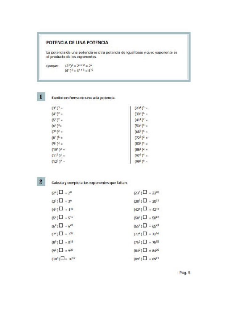 Potencias de Una Potencia | PDF