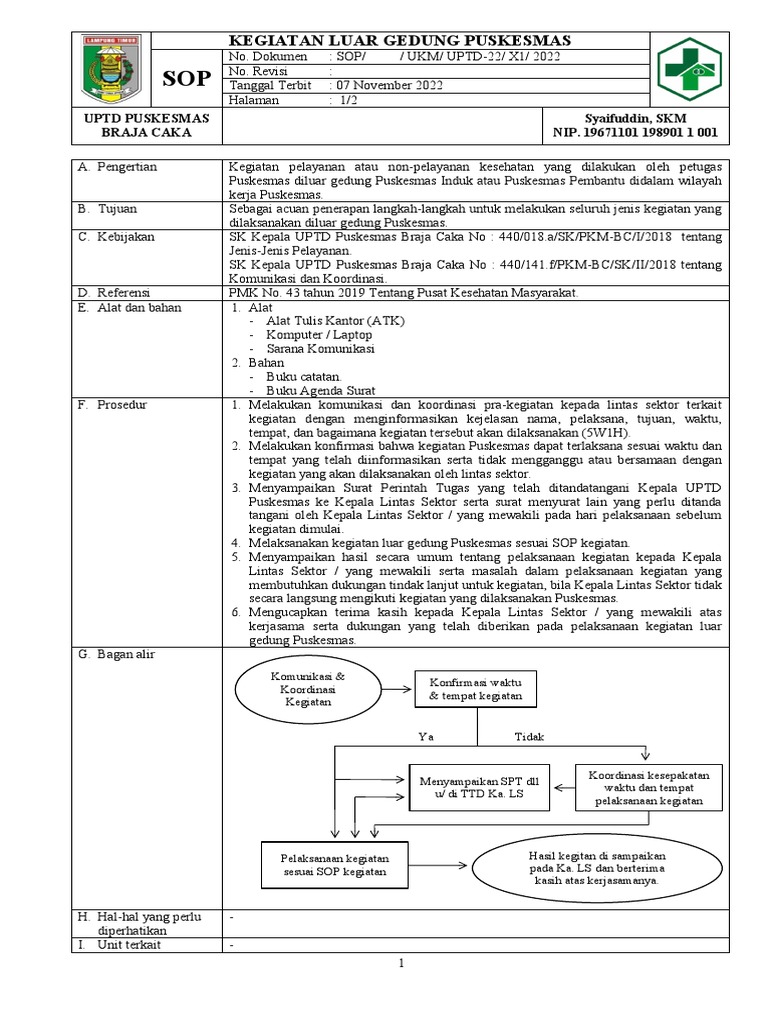 SOP Kegiatan Luar Gedung Puskesmas | PDF