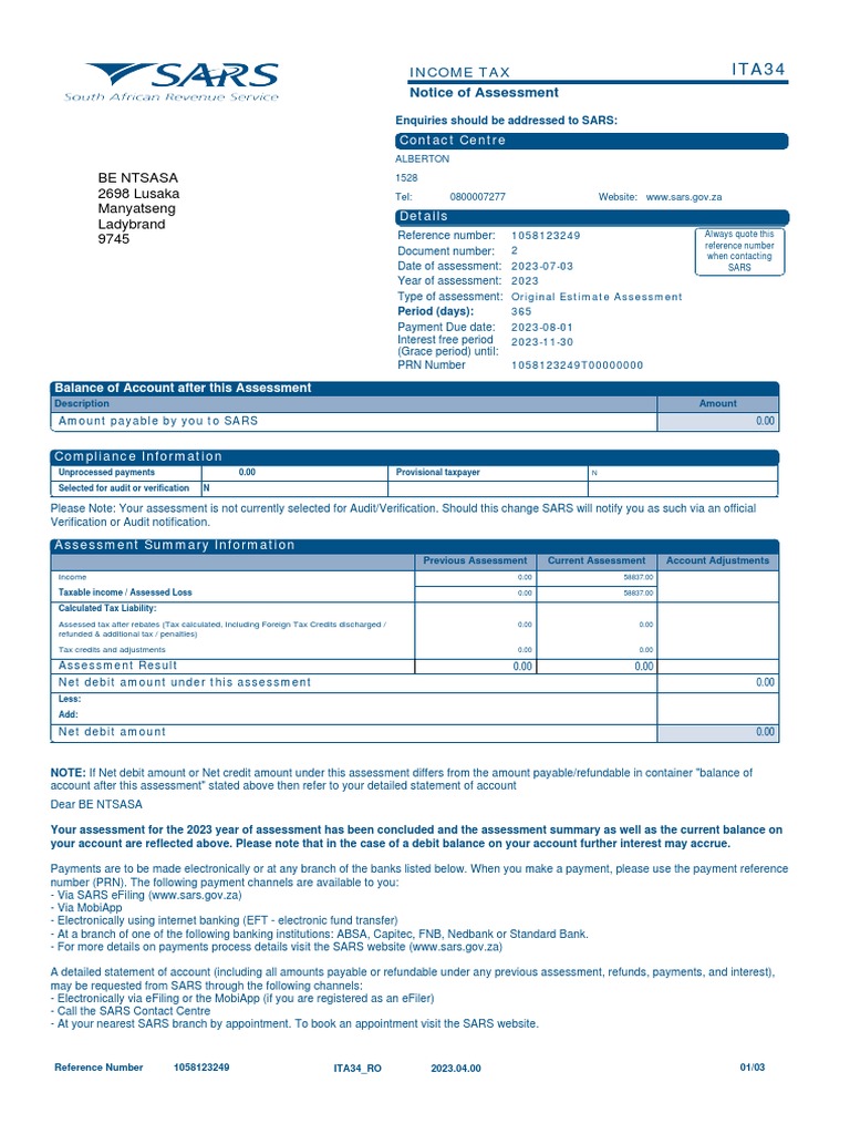 Ita34 1058123249 | PDF | Tax Refund | Taxes