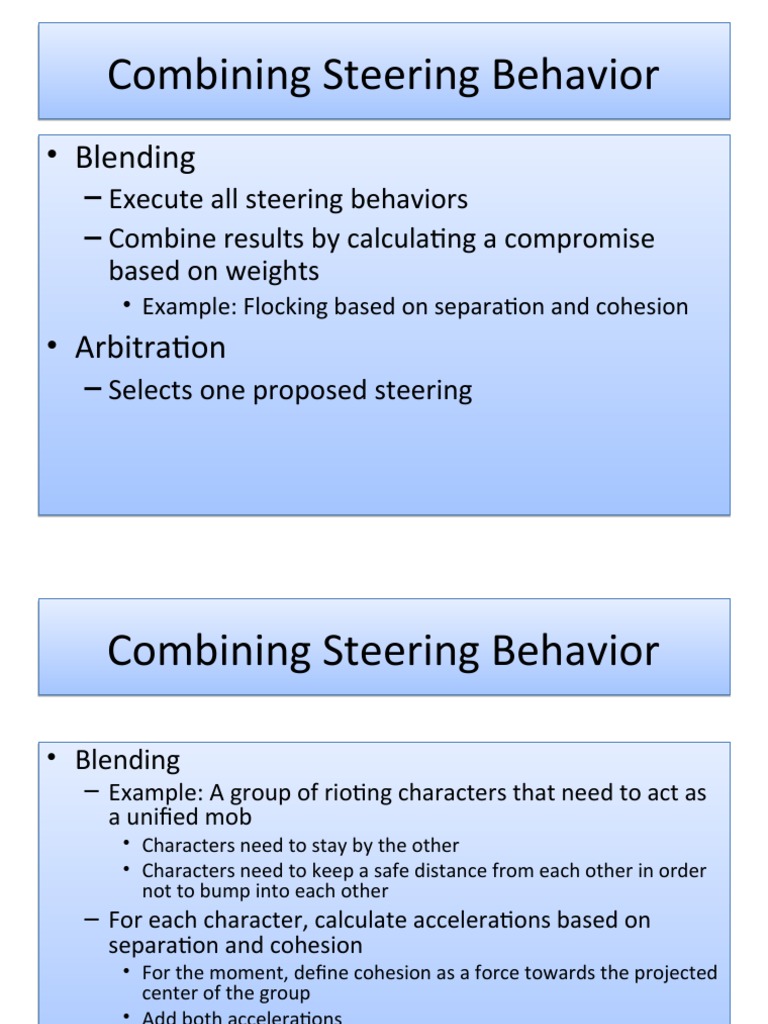 Combining Steering Behavior | PDF | Applied Mathematics | Mechanics Combining Steering Behavior | PDF | Applied Mathematics | Mechanics