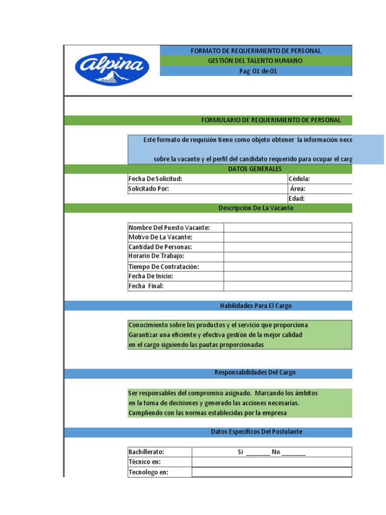 Formato Requerimiento de Personal | PDF | Business