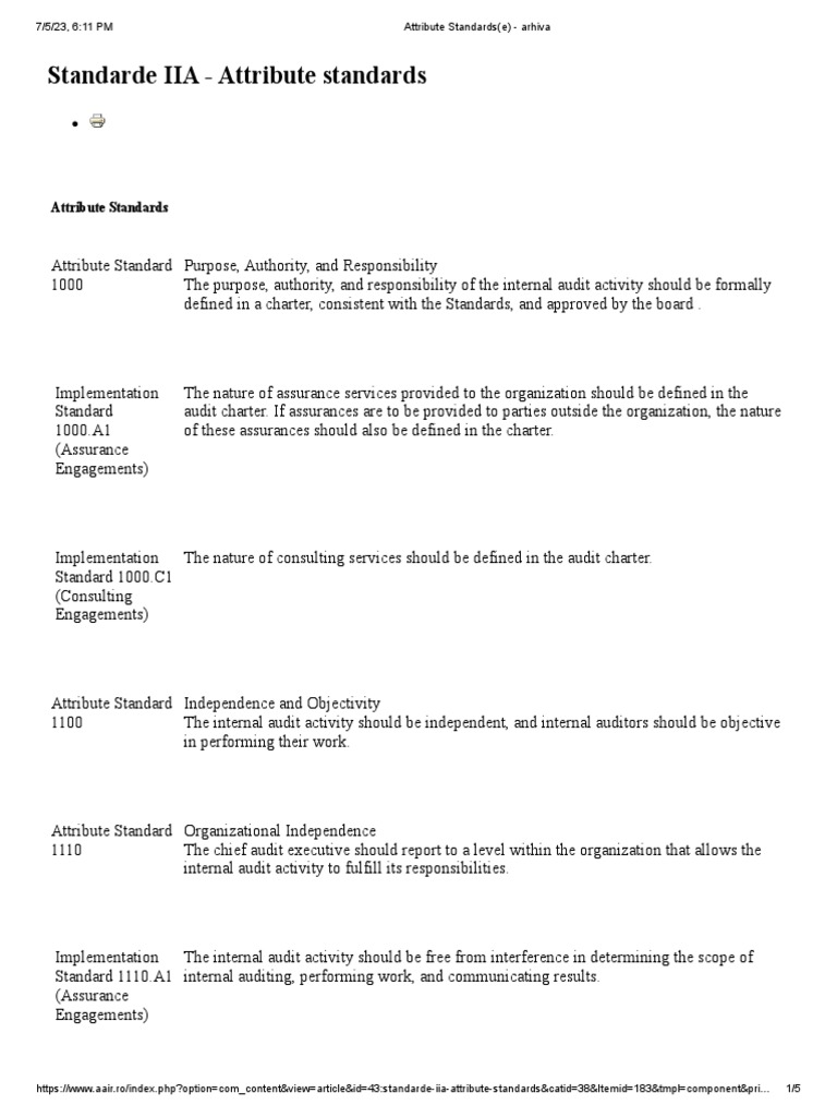 Attribute Standards (E) | PDF | Internal Audit | Audit