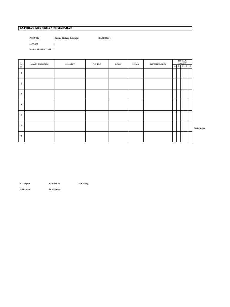 Laporan Prospek Pemasaran Mingguan | PDF
